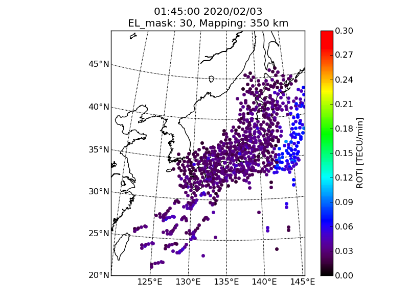 ROTI maps (Last 3 hours)